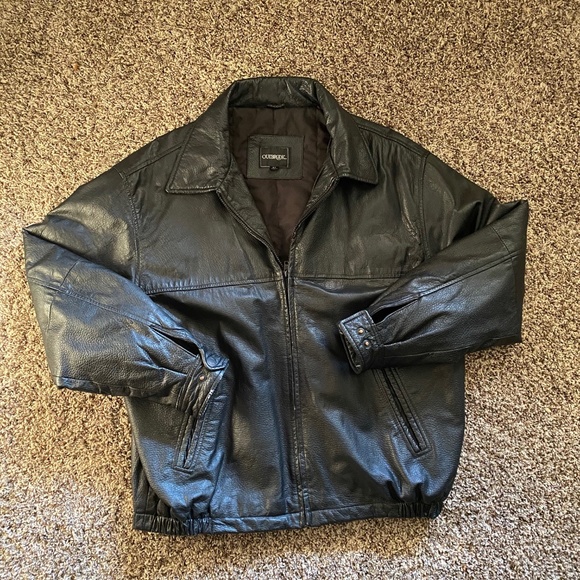 Outbrook | Jackets & Coats | Mens Outbrook Black Leather Bomber Style ...